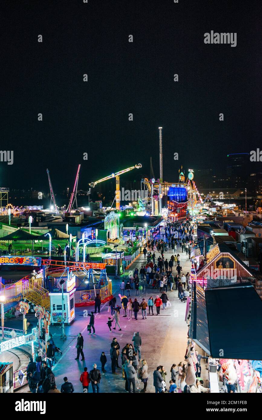 Colorful funfair/theme park seen from above at night Stock Photo - Alamy