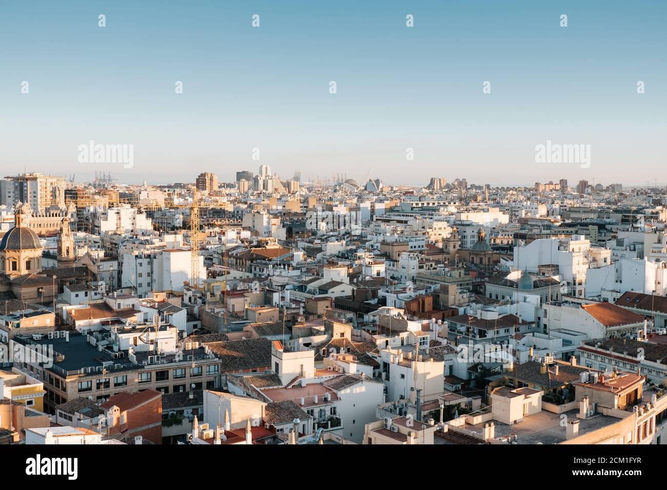 Valencia's skyline seen from above at sunset Stock Photo - Alamy