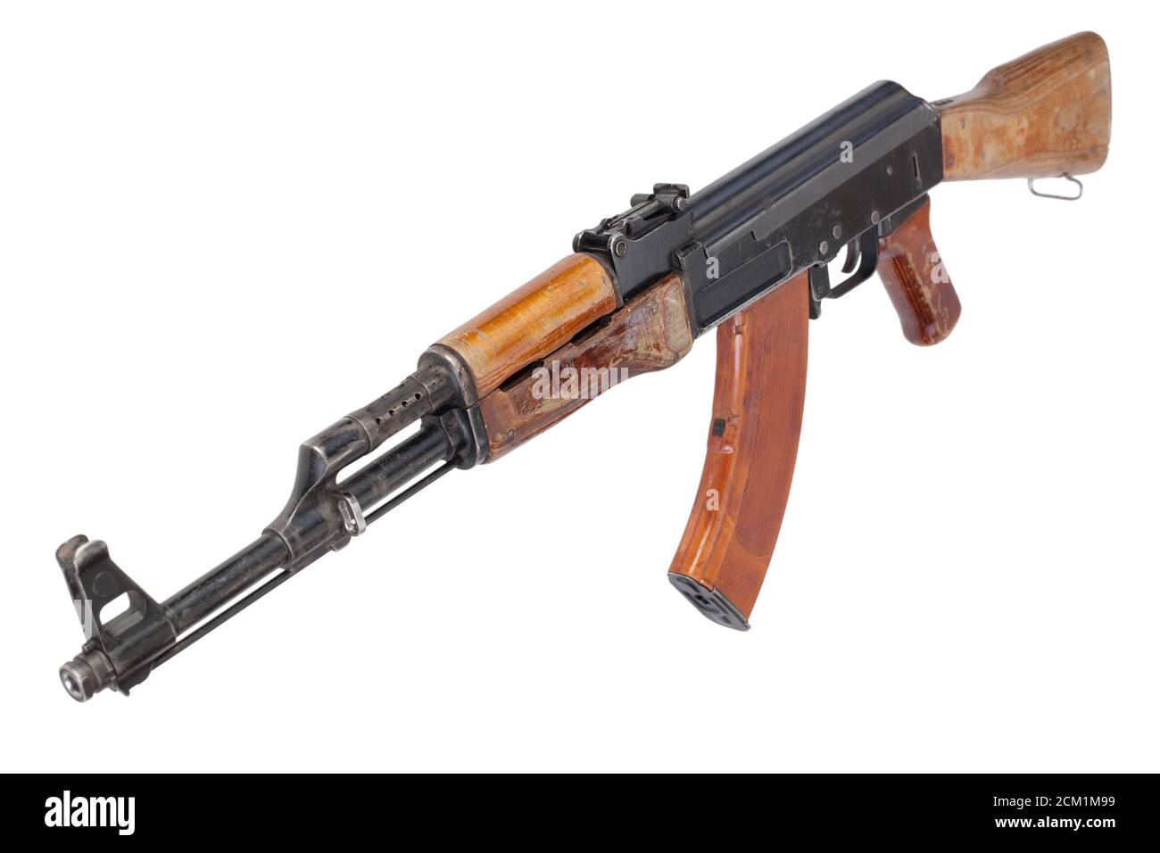 Rare first model AK - 47 assault rifle with a milled receiver isolated ...