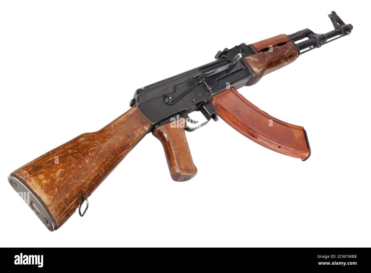 Rare first model AK - 47 assault rifle with a milled receiver isolated ...