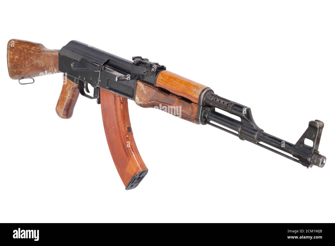 Rare first model AK - 47 assault rifle with a milled receiver isolated ...