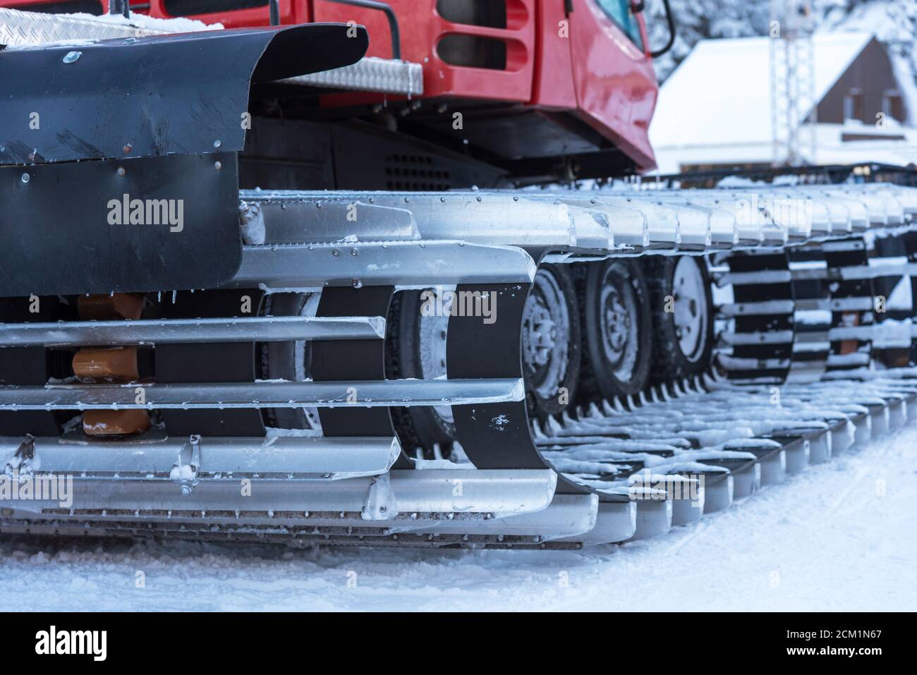 Machine for skiing slope preparations in snow Stock Photo - Alamy