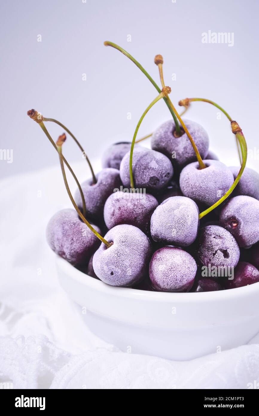 Frozen sweet cherries with frost Stock Photo - Alamy