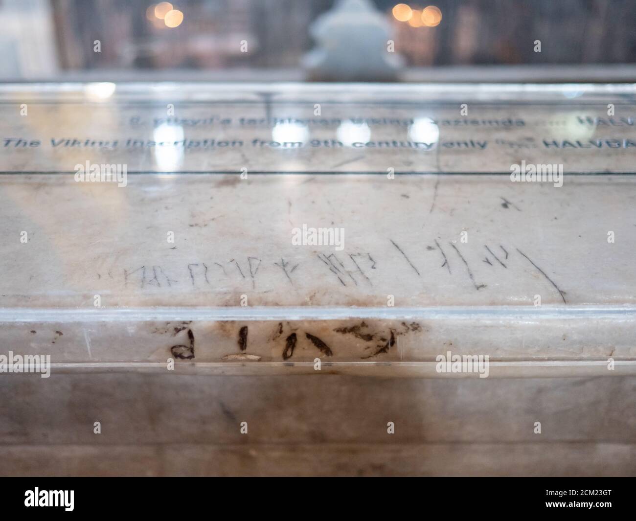 ISTANBUL, TURKEY - MAY, 23, 2019: viking inscription inside hagia ...