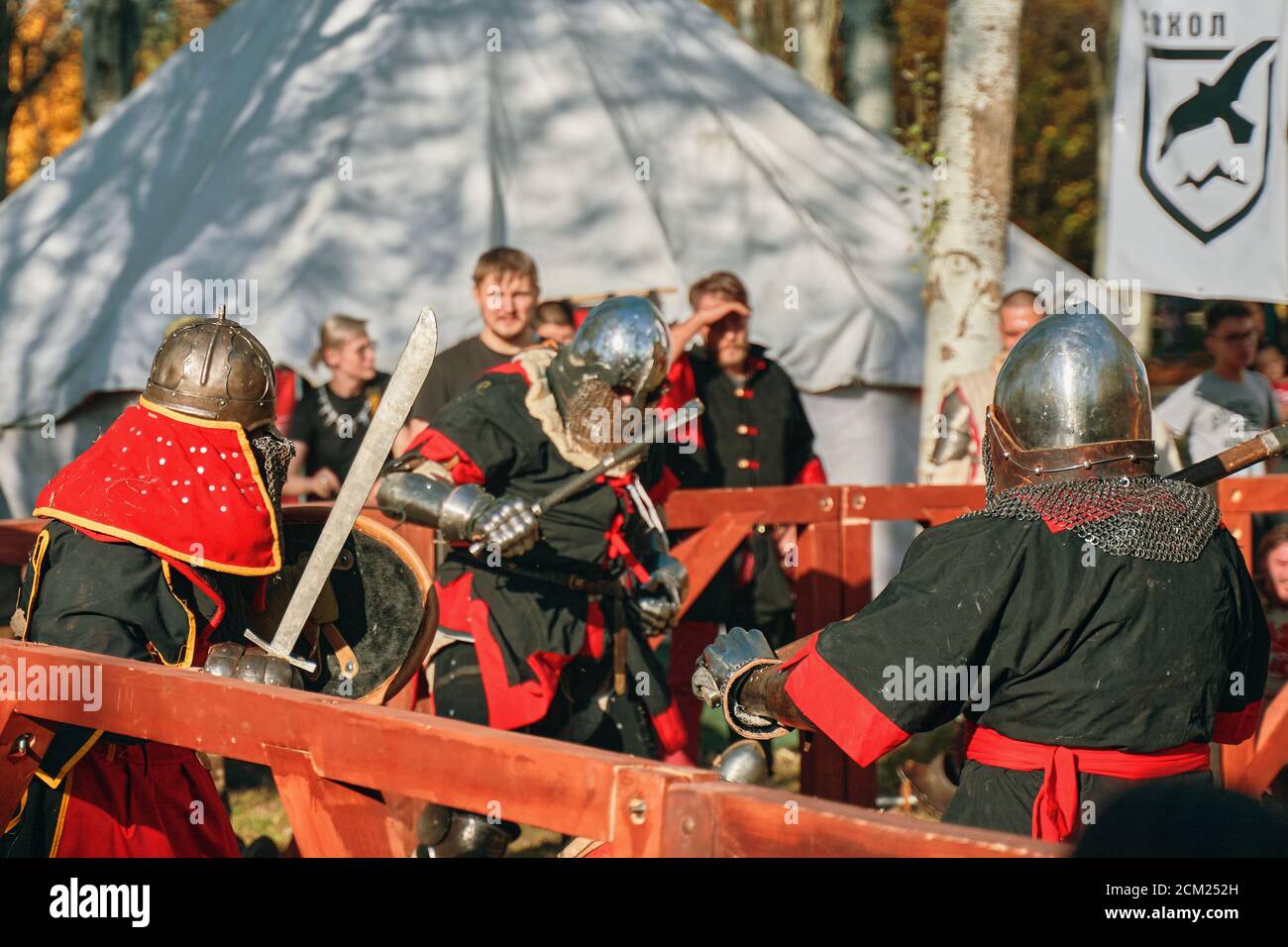 Medieval reenactment reconstruction of knightly battles during the ...