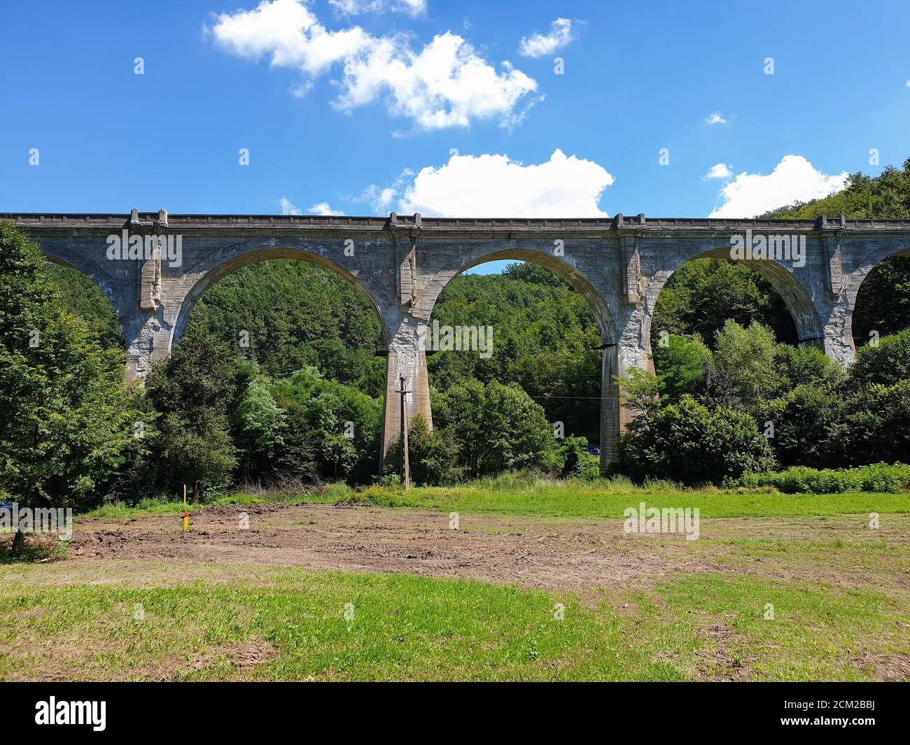 Cement train bridge outside of Brad town, Romania. Abandoned viaduct ...