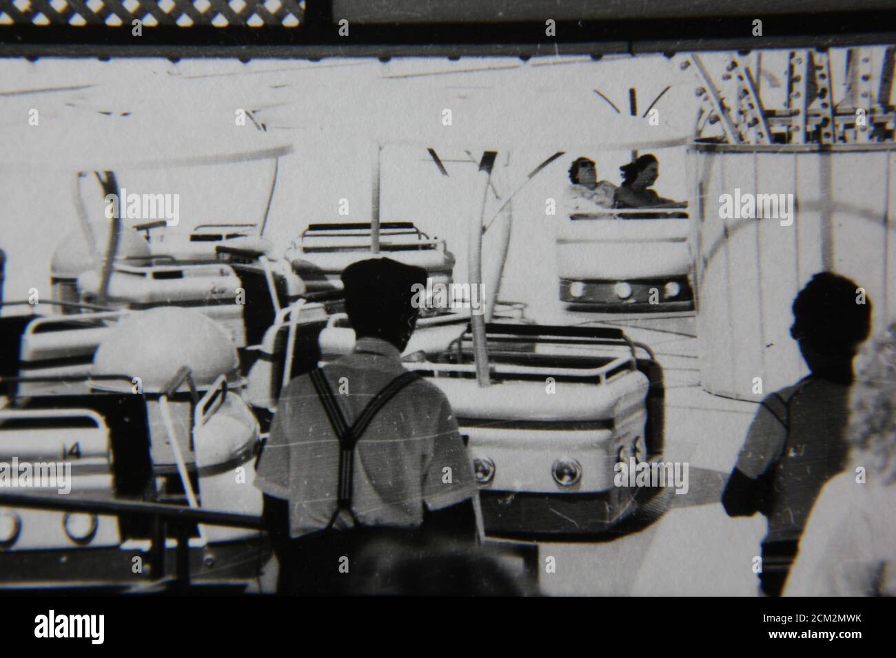 Fine 70s vintage black and white photography of a kiddy spinning ...