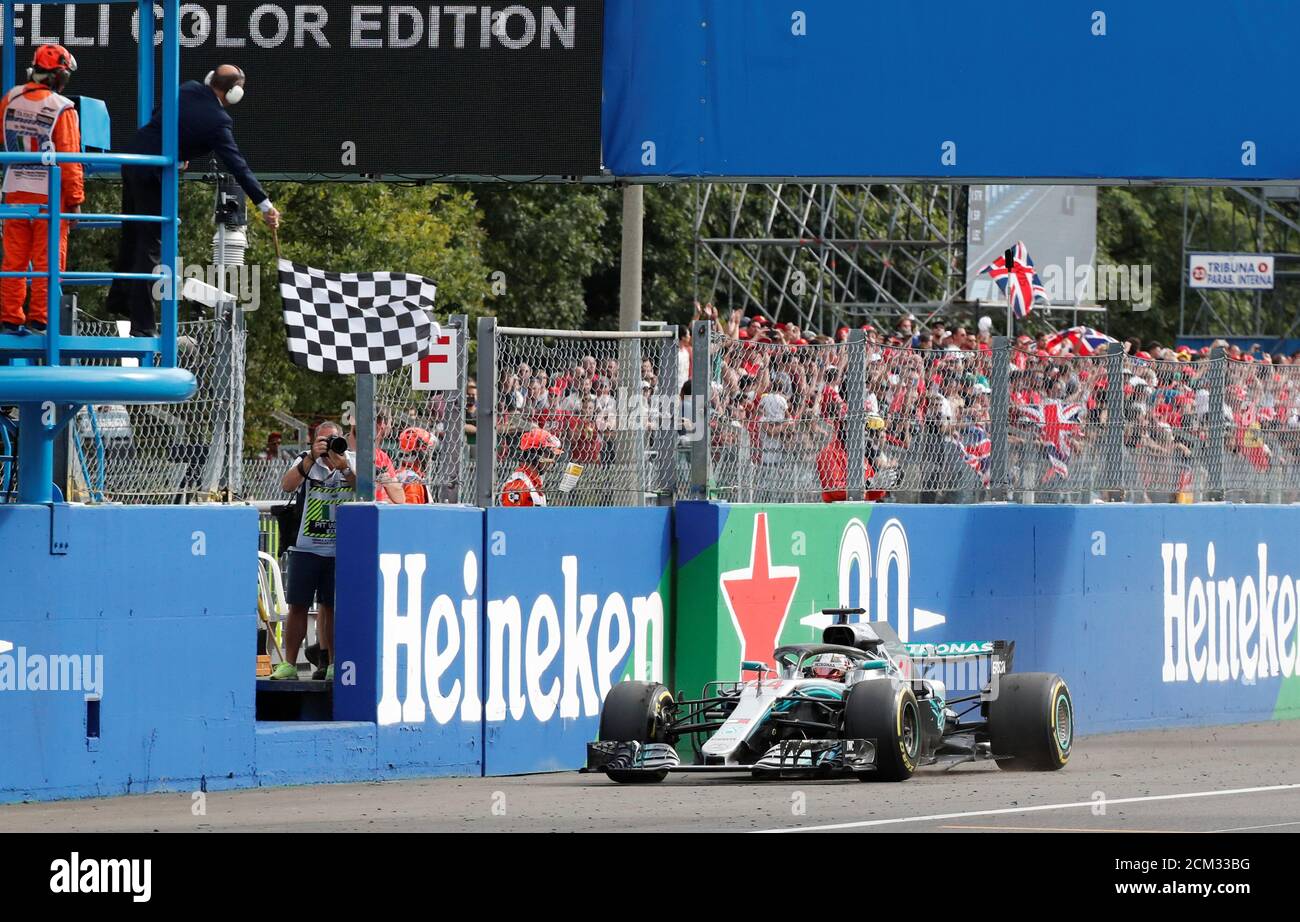 Lewis hamilton mercedes finish line hi-res stock photography and images ...