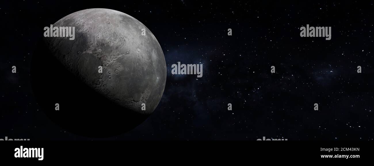 High Resolution 3D Rendering of Moon surface. Realistic 3d render of ...