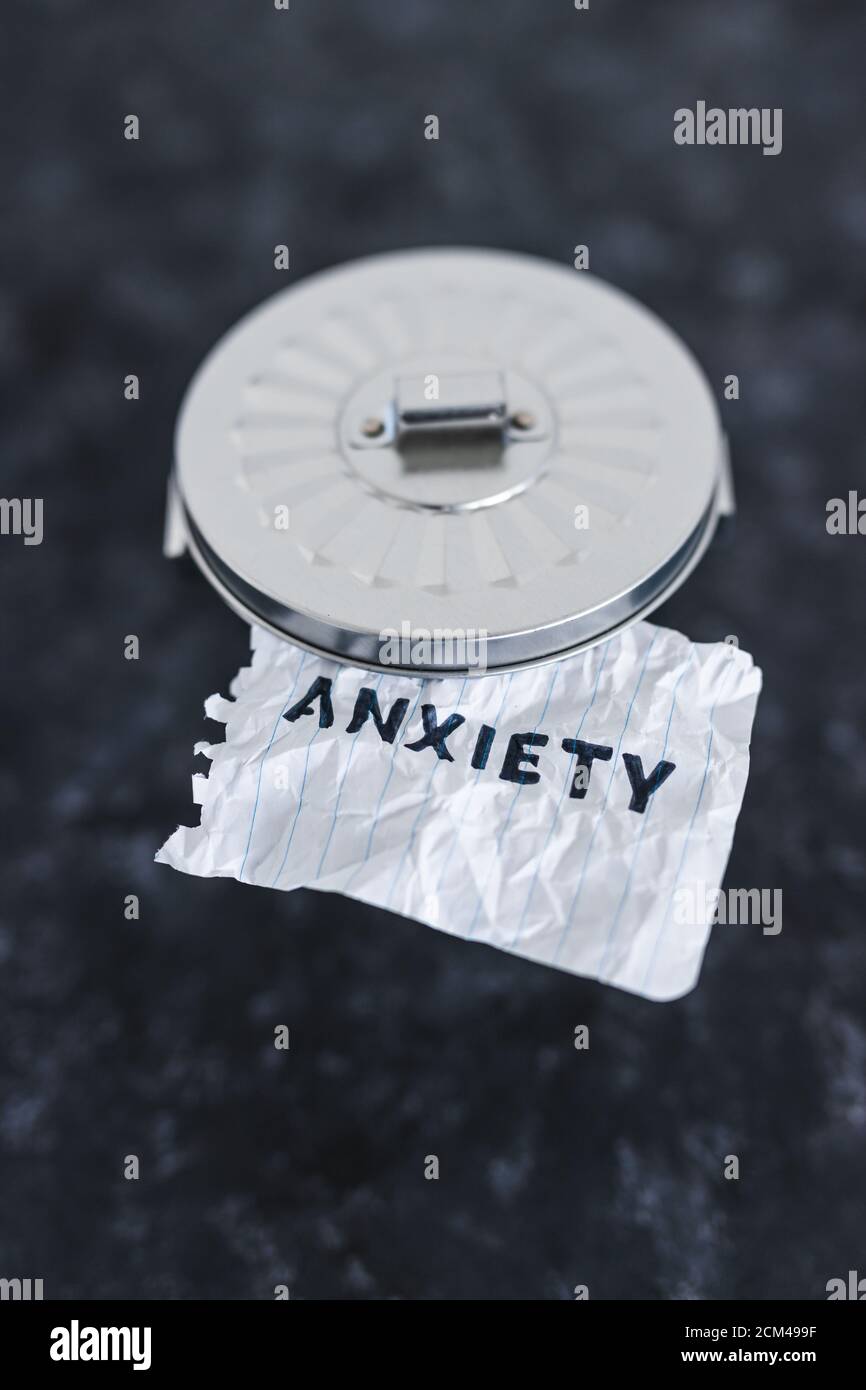 psychology and mental health concept, scrunched up memo with text ...