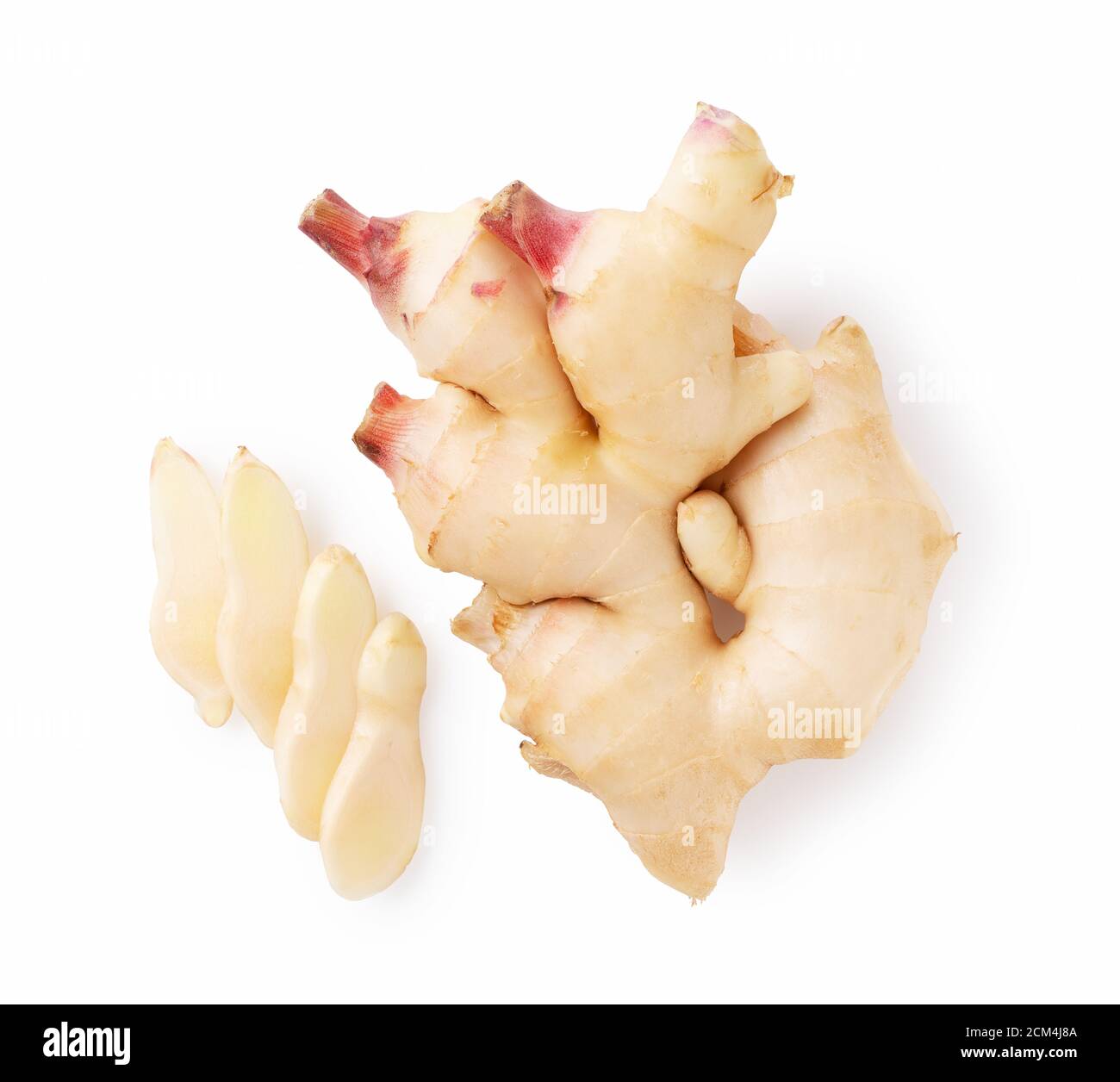 Fresh ginger and sliced fresh ginger on a white background Stock Photo ...