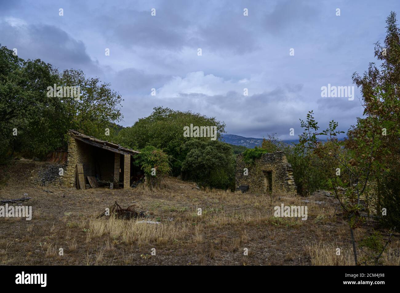 Beautiful shot of an old ruined stone building on top of a mountain ...