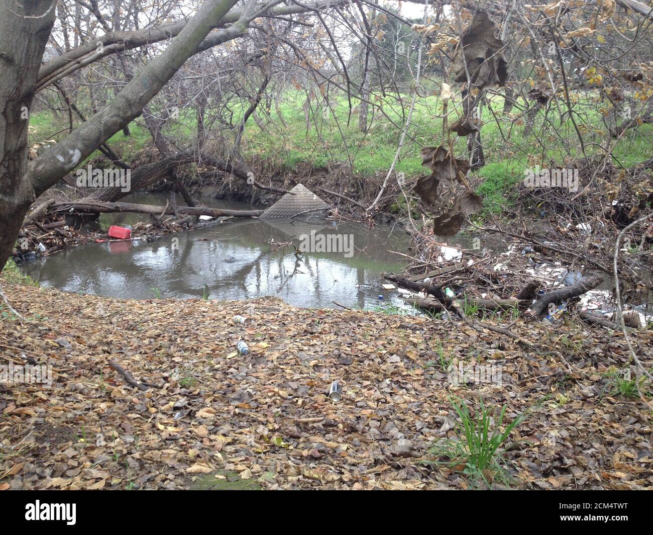 Image of a plastic-polluted creek Stock Photo - Alamy