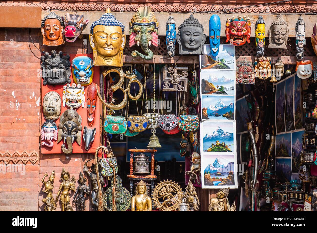 KATHMANDU, NEPAL - JAN 25, 2020:A bunch of items that are on display in ...