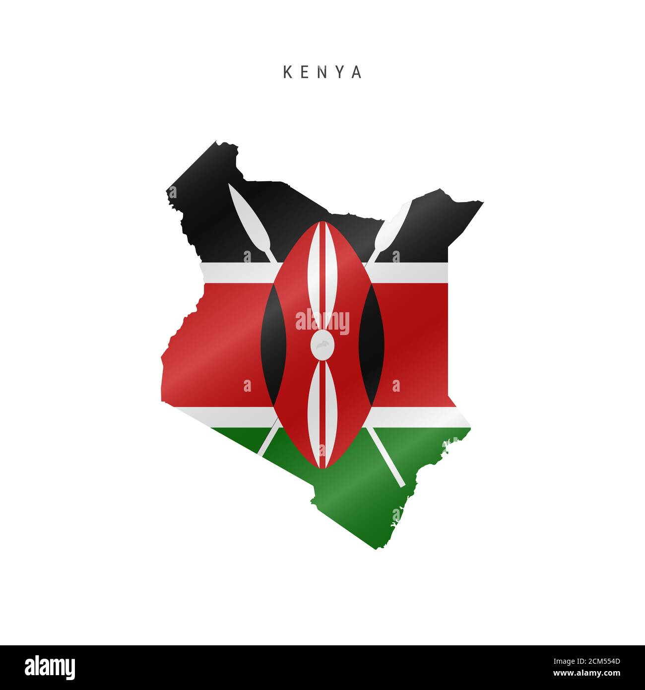 Detailed waving flag map of Kenya. map with masked flag Stock Photo - Alamy