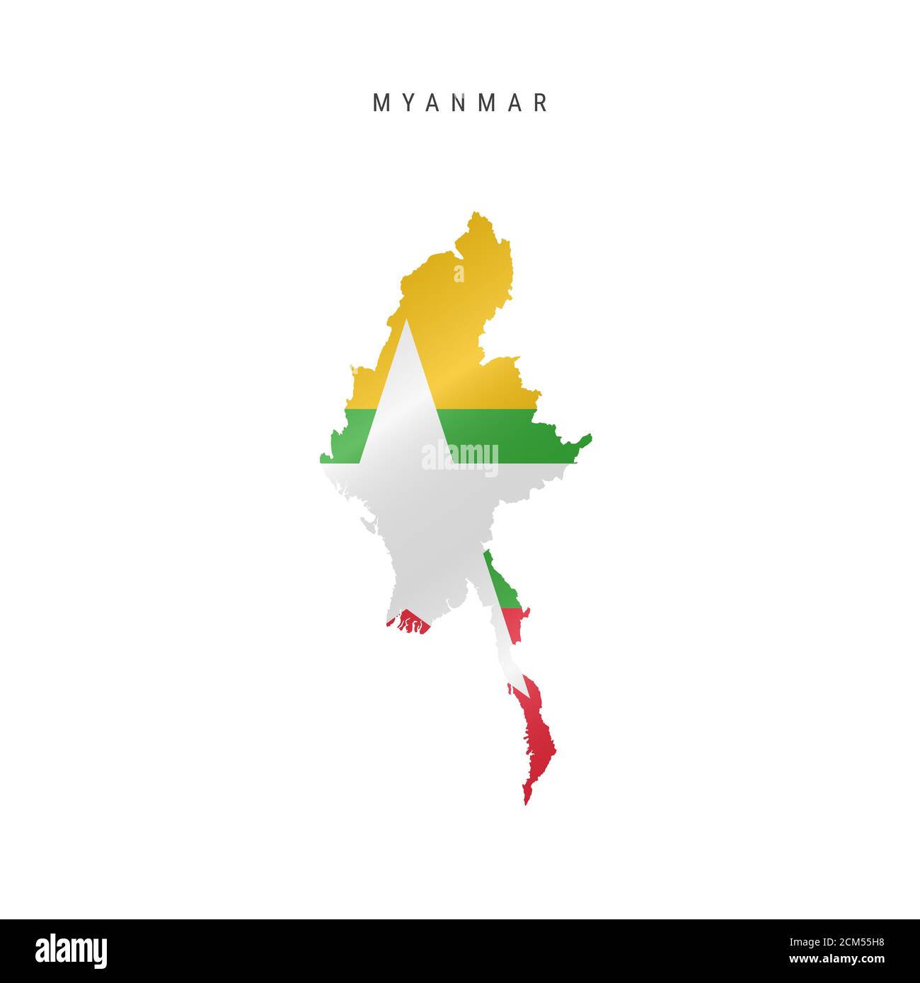 Detailed waving flag map of Myanmar. map with masked flag Stock Photo ...
