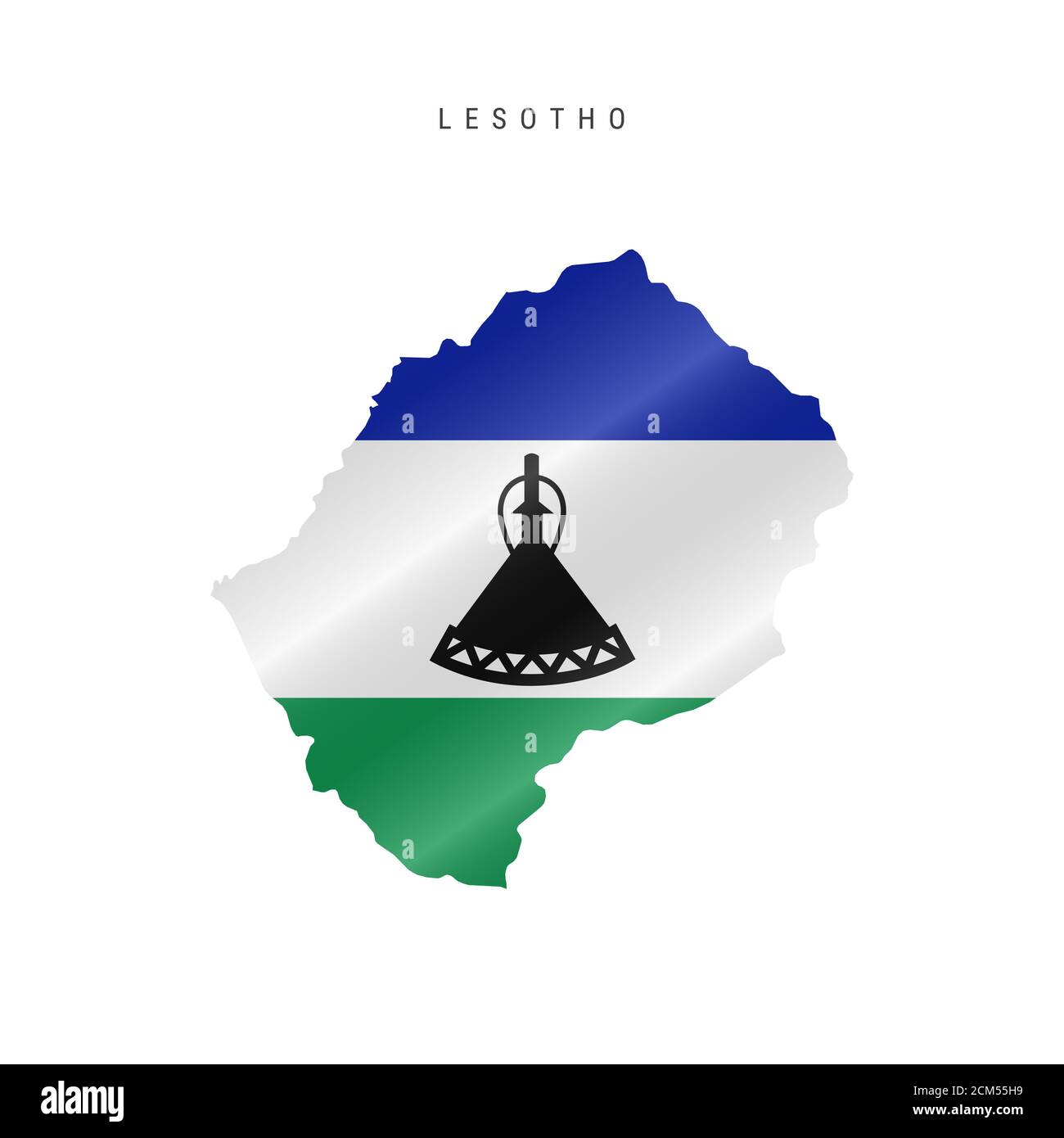 Detailed waving flag map of Lesotho. map with masked flag Stock Photo ...