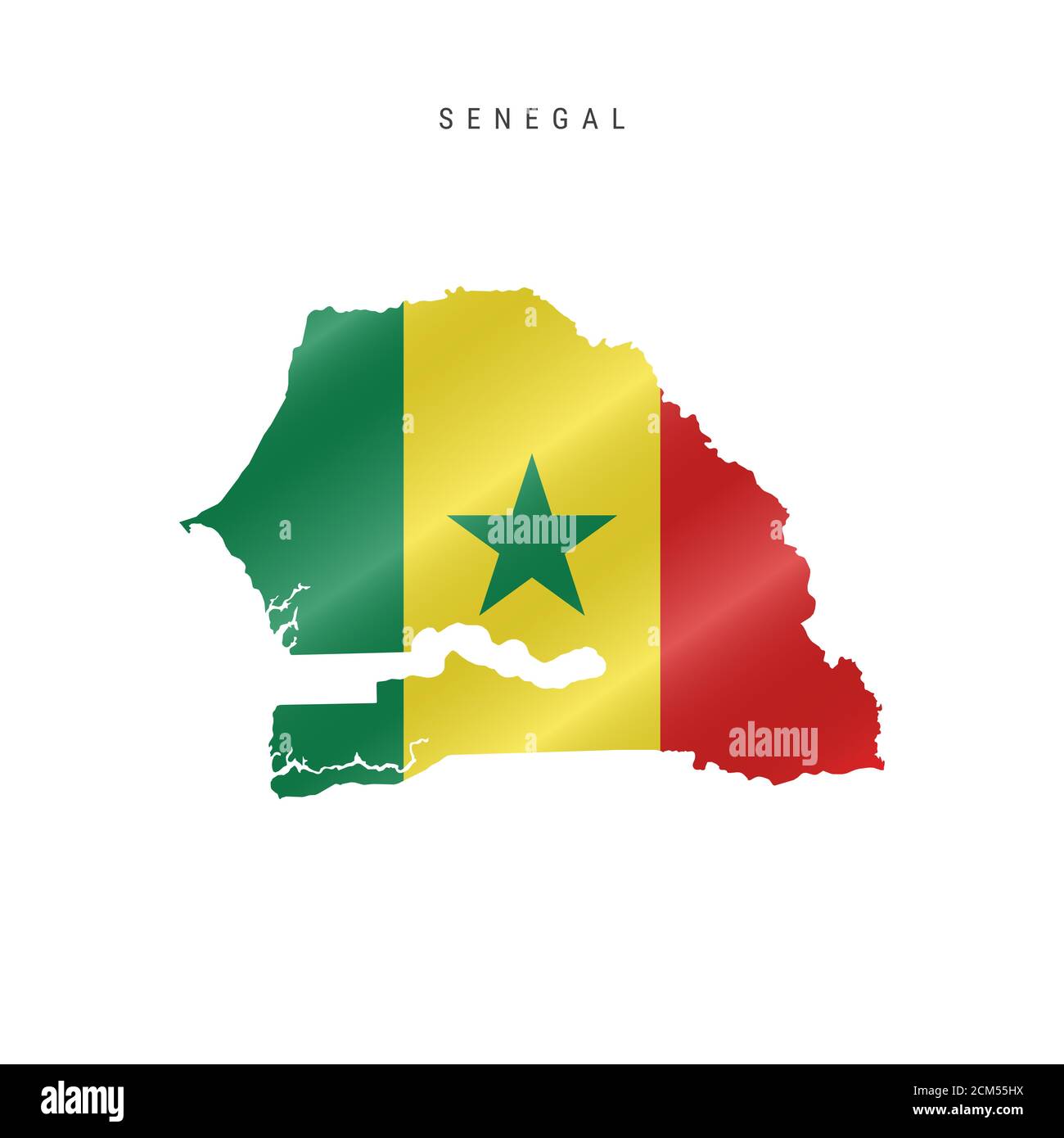 Detailed waving flag map of Senegal. map with masked flag Stock Photo ...