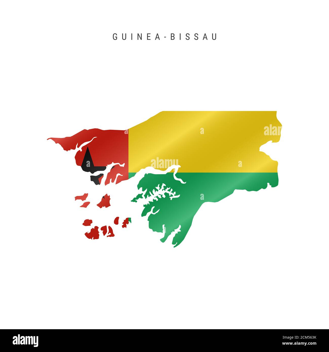 Detailed waving flag map of Guinea-Bissau. map with masked flag Stock ...
