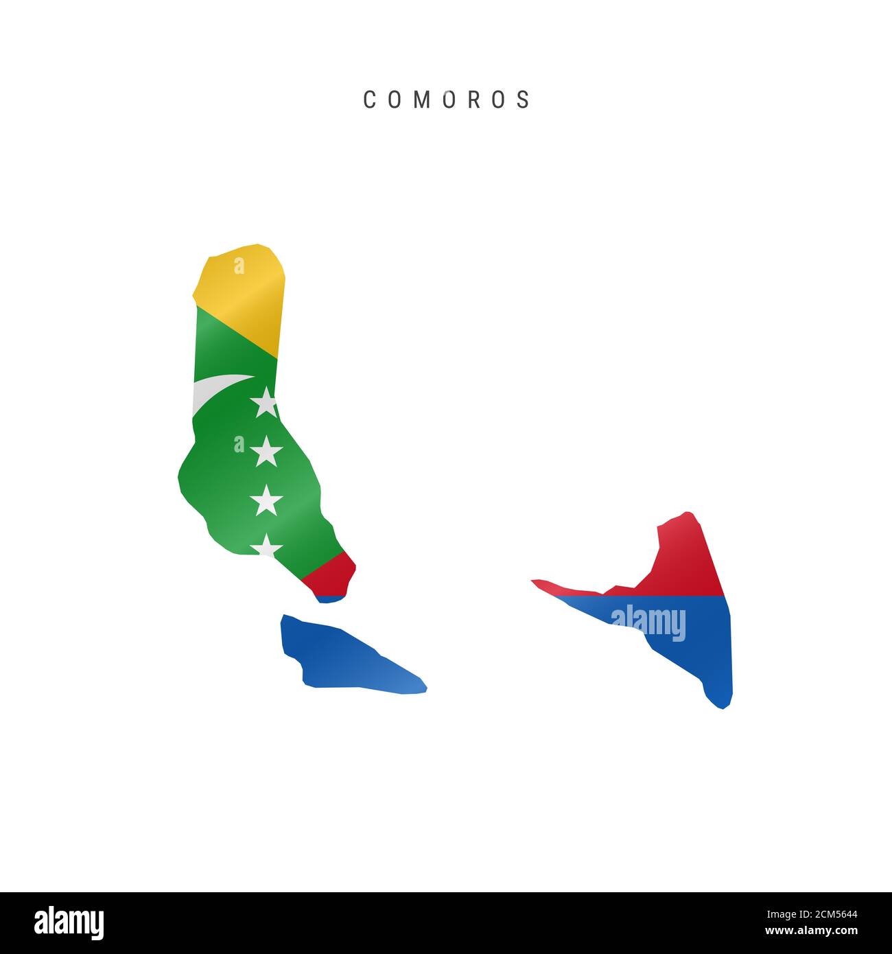 Detailed waving flag map of Comoros. map with masked flag Stock Photo ...