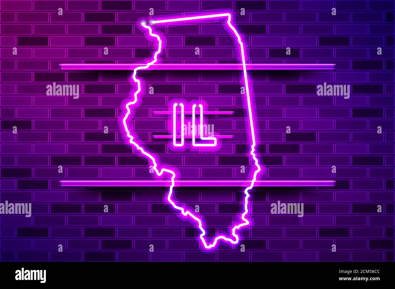 Illinois US state glowing neon lamp sign. Realistic illustration ...