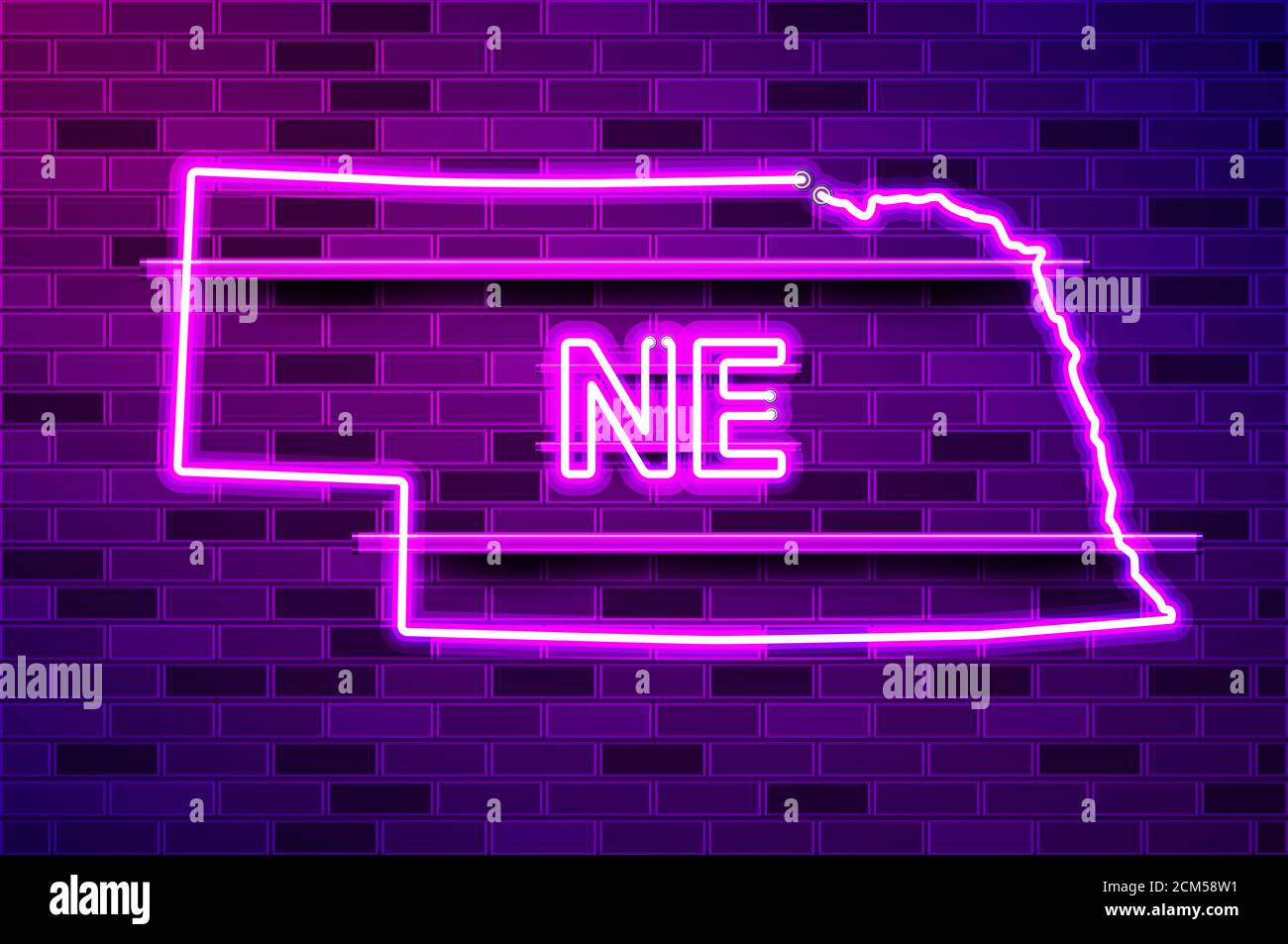 Nebraska US state glowing neon lamp sign. Realistic illustration ...