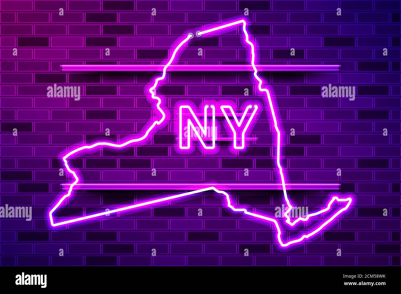 New York US state glowing neon lamp sign. Realistic illustration ...