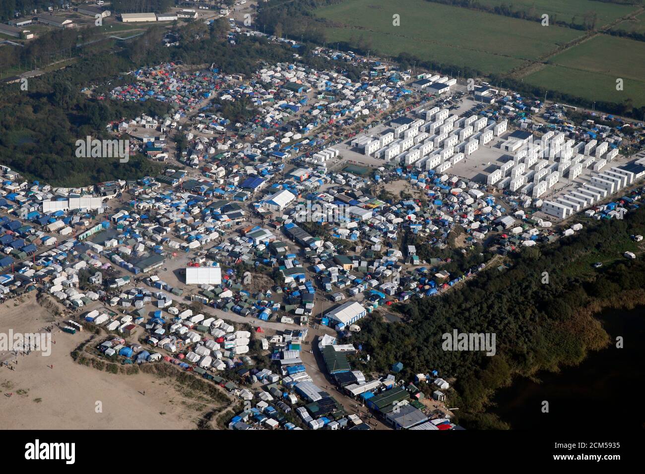 Calais jungle aerial hi-res stock photography and images - Alamy
