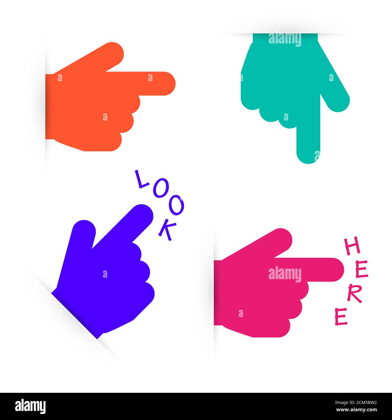 Pointing finger set. Hand icon on white background Stock Photo - Alamy
