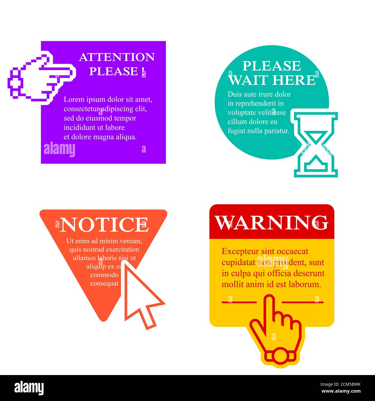 ATTENTION PLEASE, WAIT HERE, NOTICE and WARNING signs template with ...