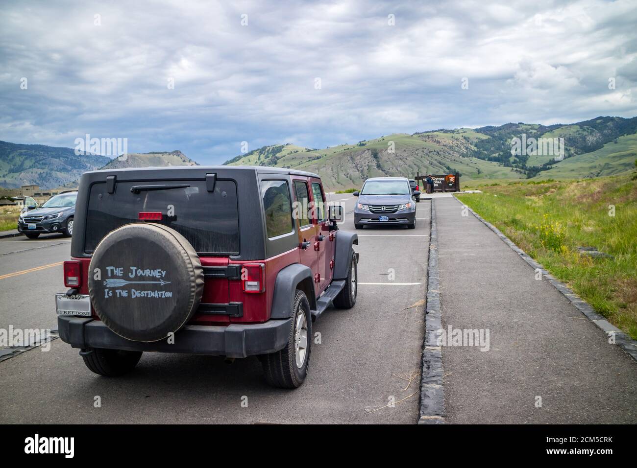 Yellowstone NP, WY, USA - June 23, 2019: A Jeep Wrangler Unlimited ...