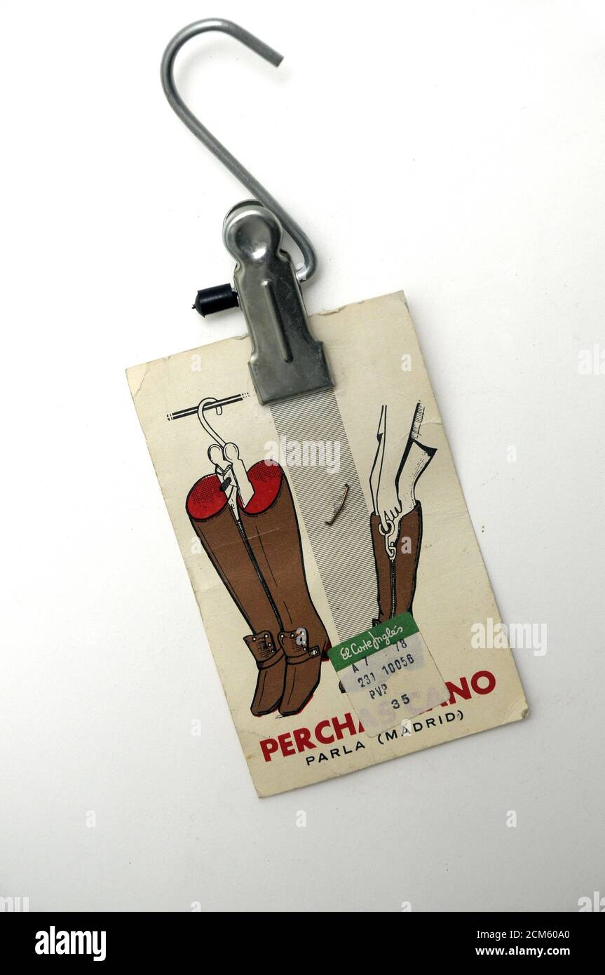 boot hanger, vintage tag label Stock Photo - Alamy