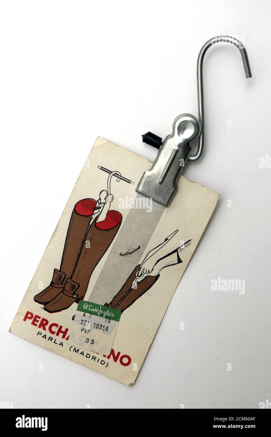 boot hanger, vintage tag label Stock Photo - Alamy