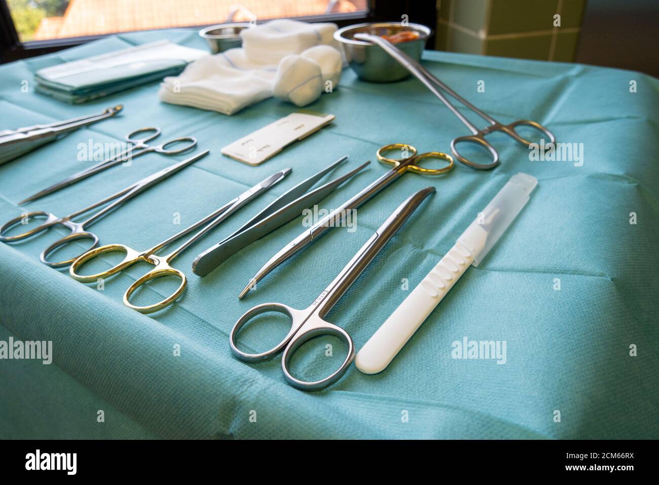 the instruments for performing abscess splitting are placed on an ...