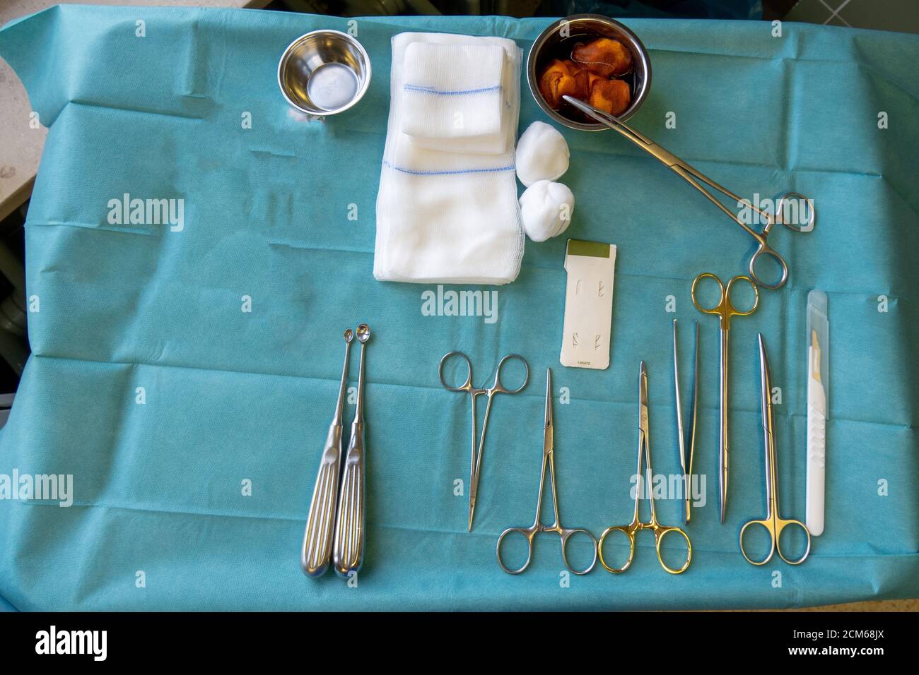 the instruments for performing abscess splitting are placed on an ...