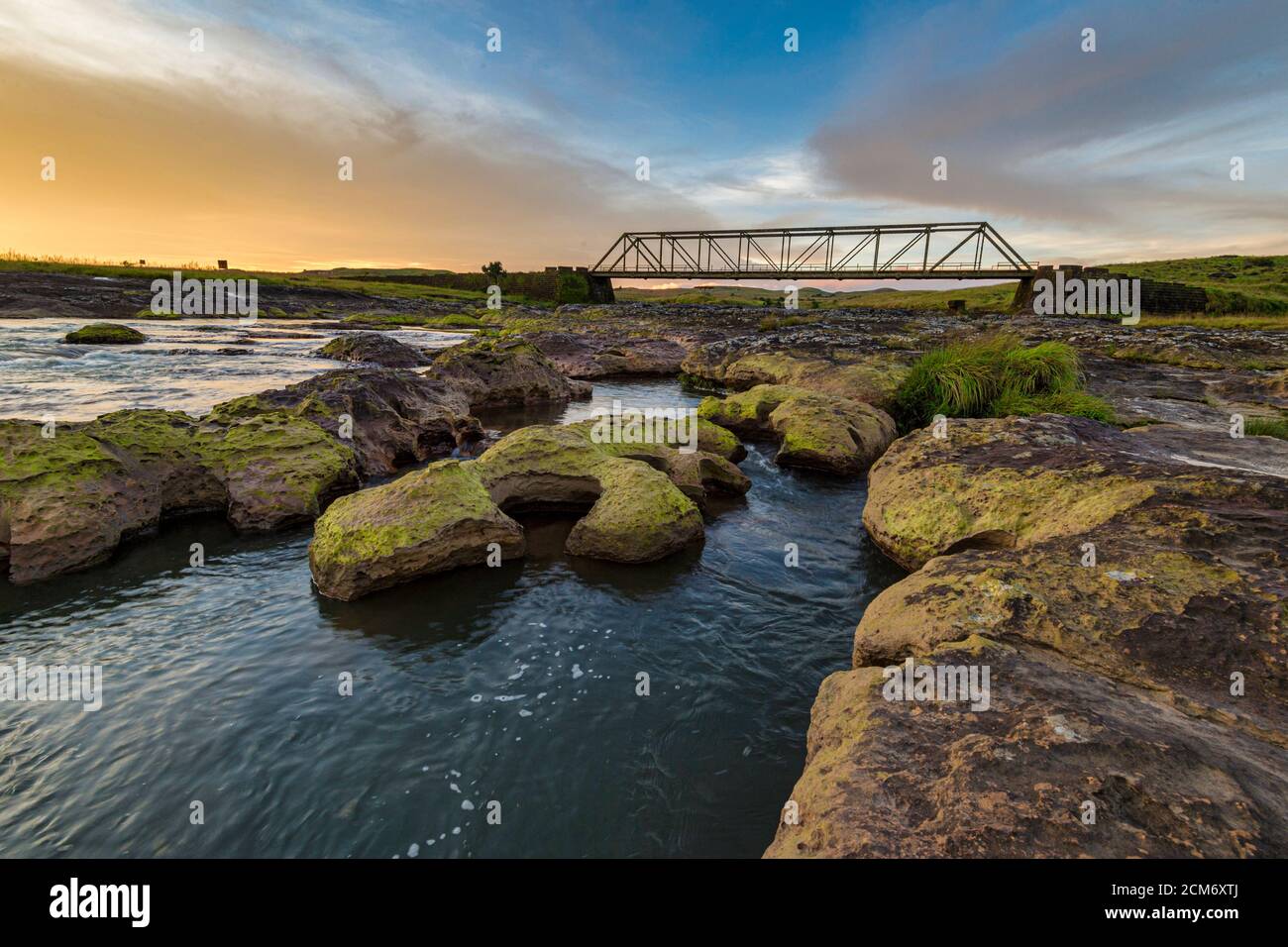 Iconic bridge at Dainthlen waterfall near Cherrapunji in Meghalaya ...