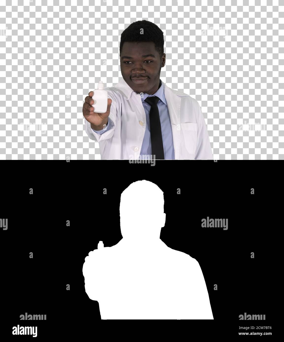 Afro american doctor presenting nasal spray, Alpha Channel Stock Photo ...
