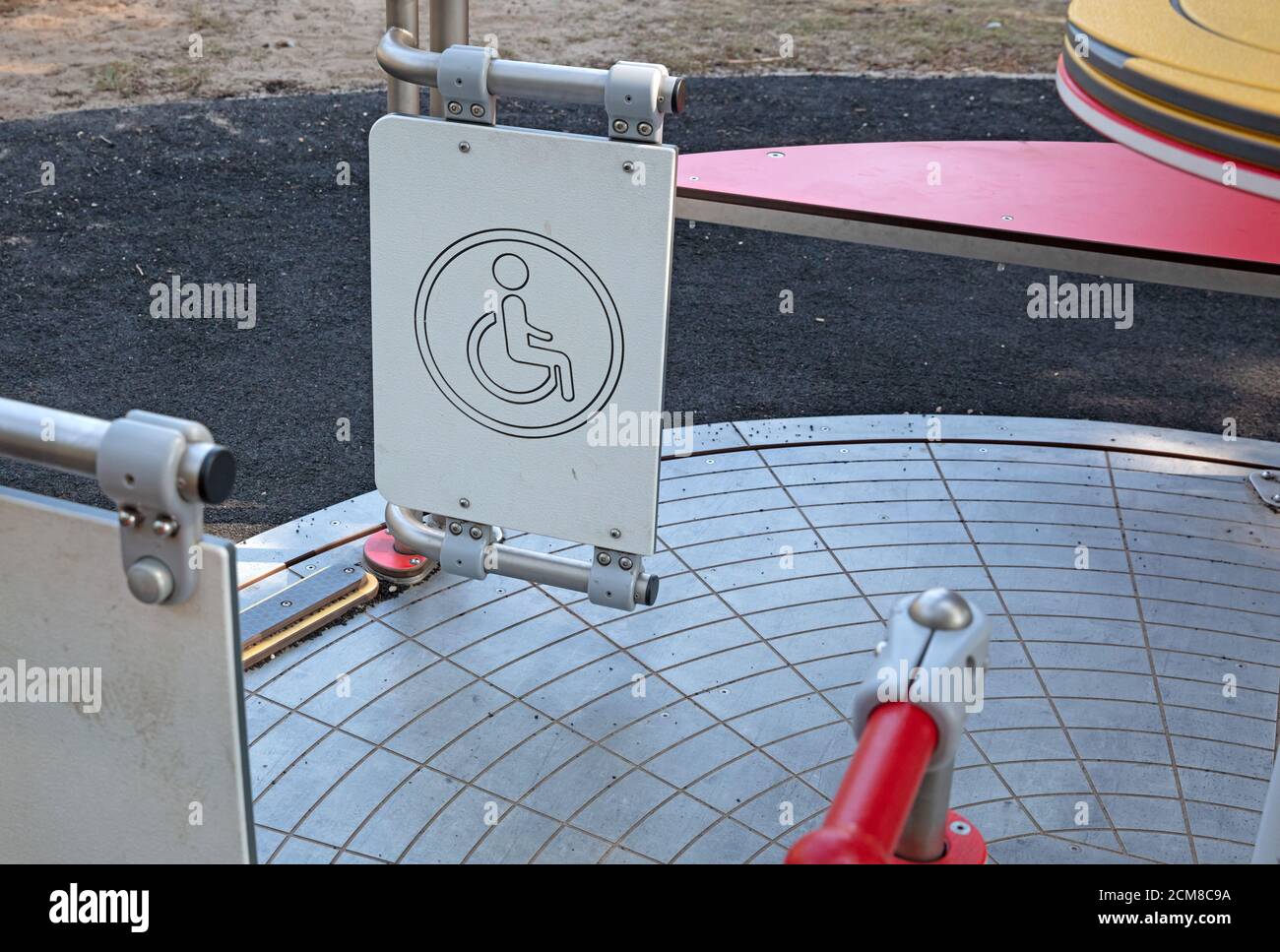 Merry go round on a childrens playground - Designed for disabled ...