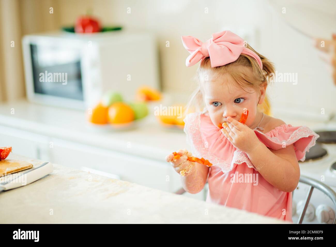 Eating vegetables by child make them healthier Stock Photo - Alamy