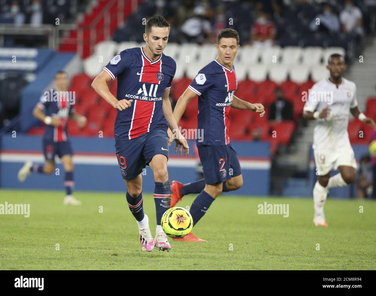 Pablo Sarabia, Ander Herrera of PSG during the French championship ...