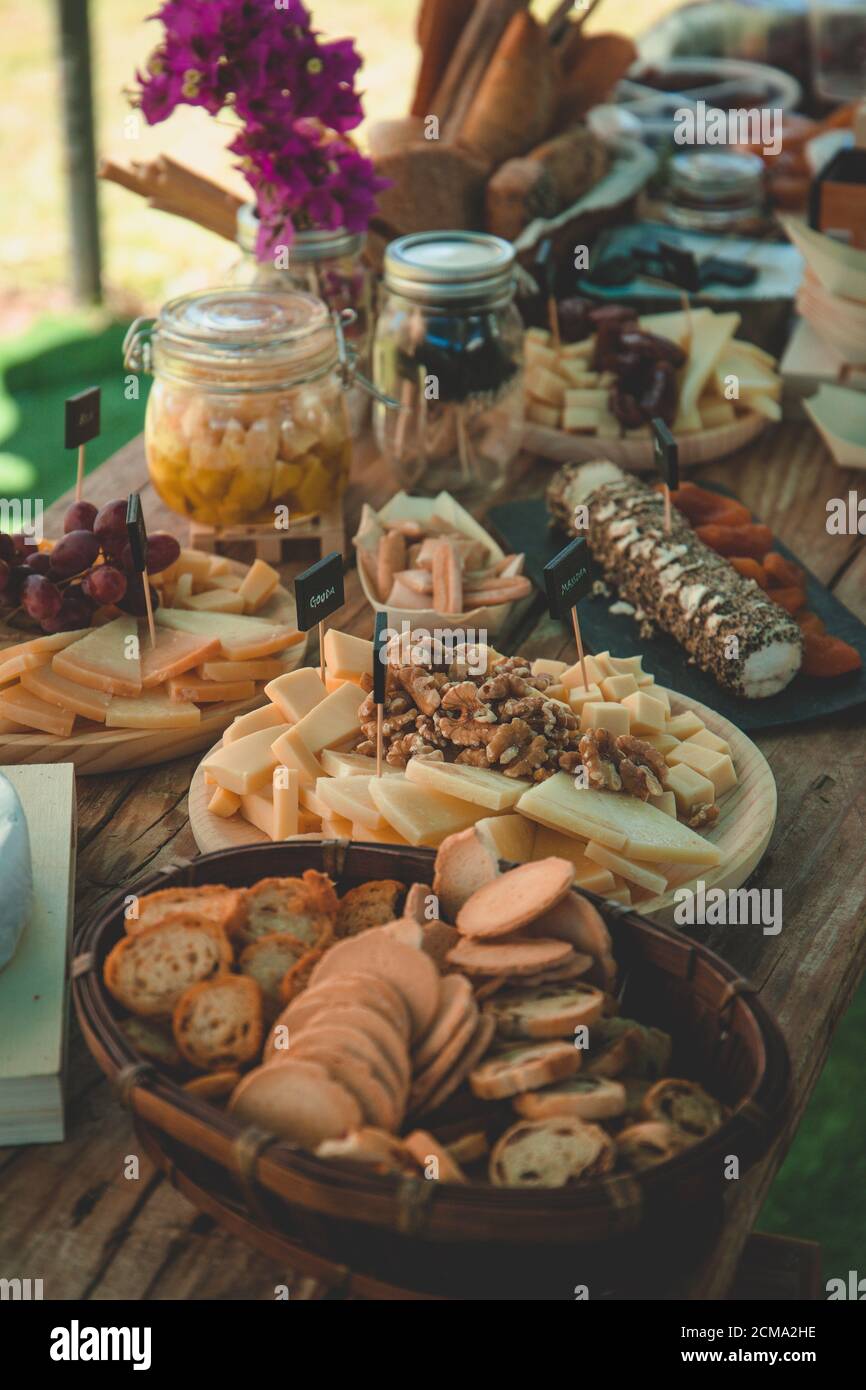 Vertical shot of a table of delicious foods and dishes Stock Photo - Alamy