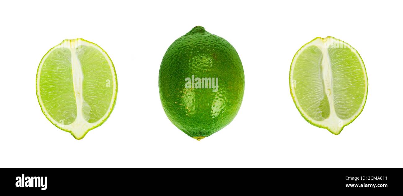 Pieces of lime isolated on white background Stock Photo - Alamy