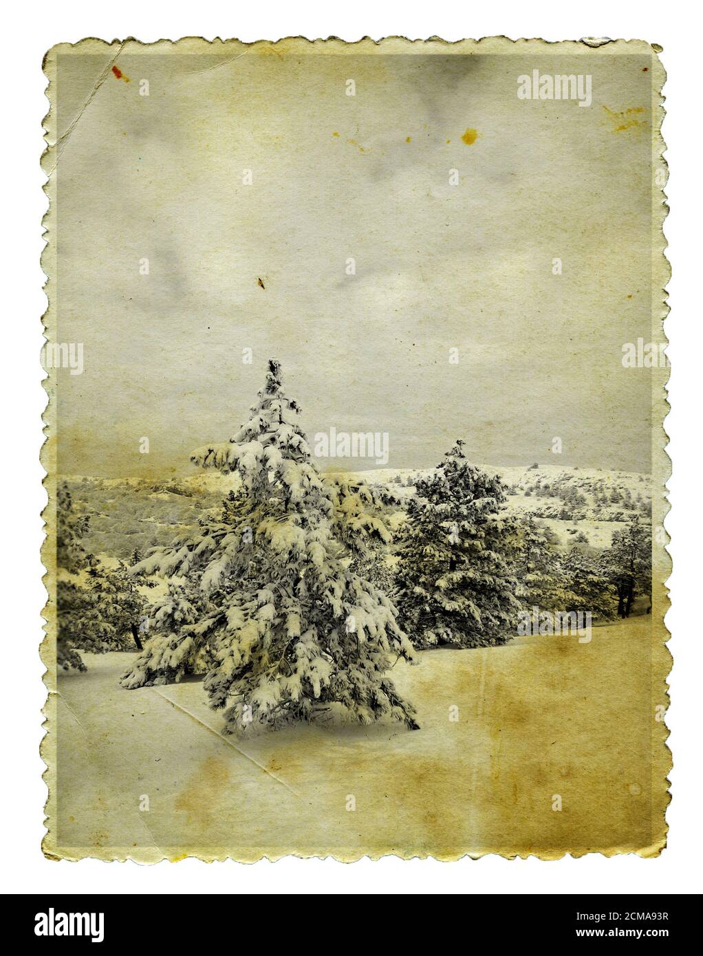 Vintage retro style winter christmas photo isolated Stock Photo - Alamy