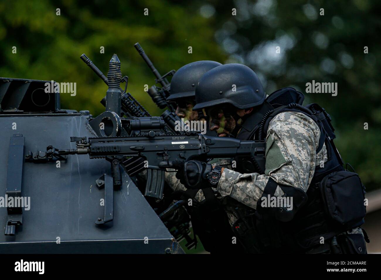 Members of the Bosnian anti terrorist police squad take part in an anti ...