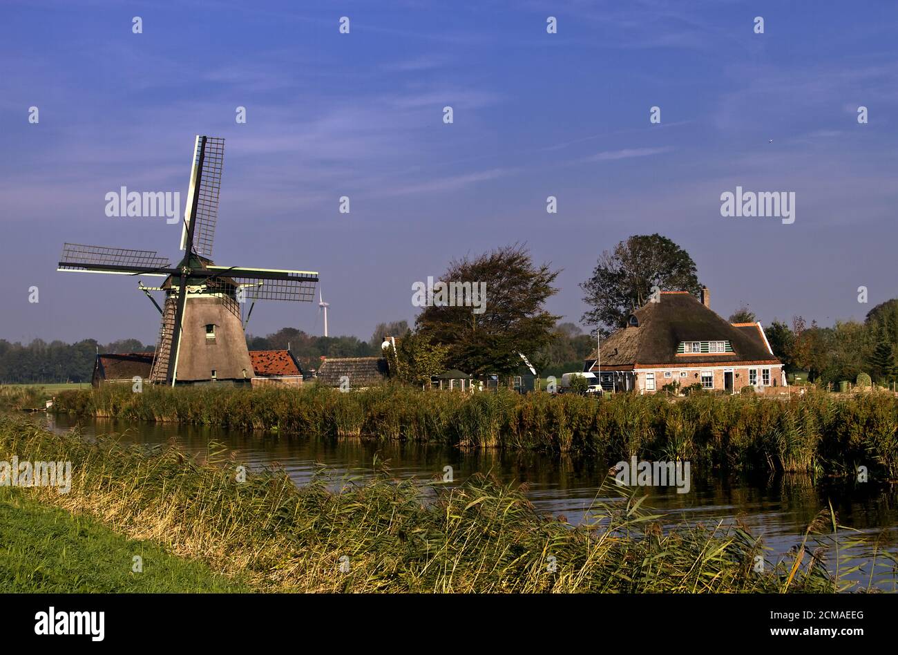 The Schermer windmills Stock Photo - Alamy