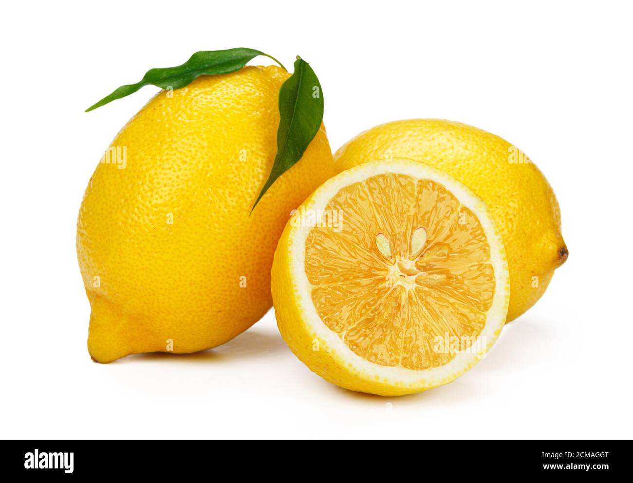 Cut lemon slice isolated on white background Stock Photo - Alamy