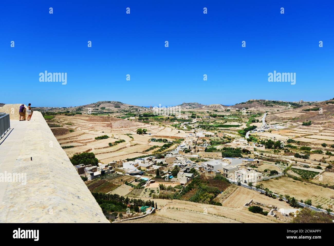 The beaituful Maltese countryside seen from the Mdina fort in Malta ...