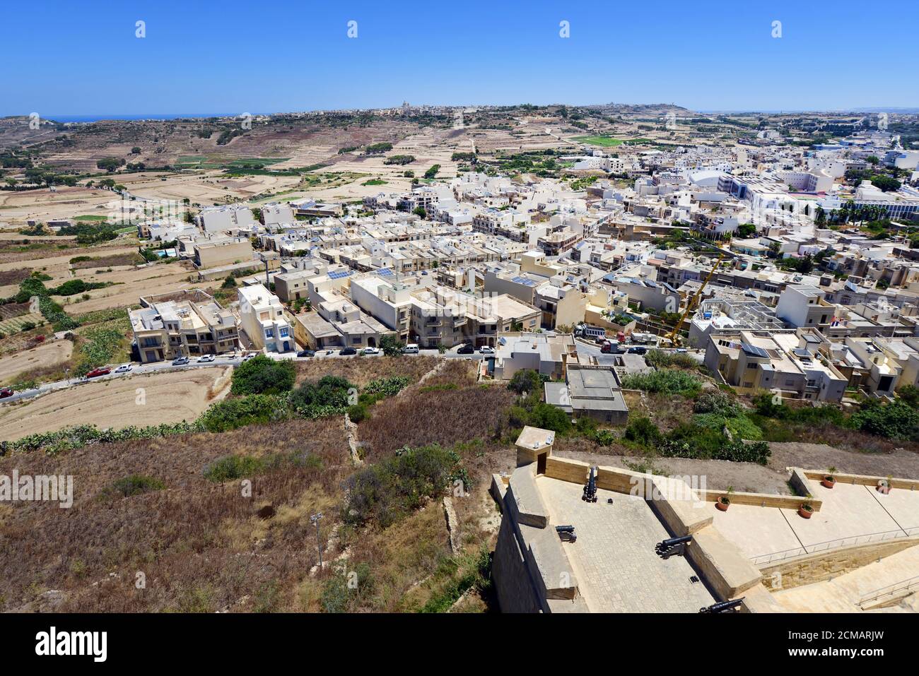 The beaituful Maltese countryside seen from the Mdina fort in Malta ...