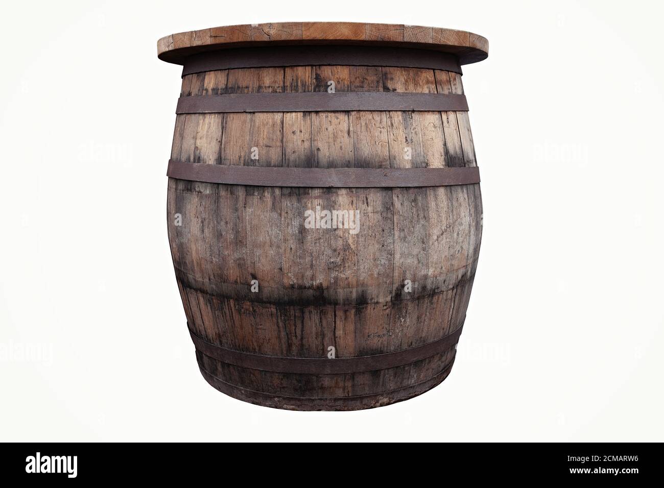 Old, brown, wooden barrel on the white background, cut out Stock Photo ...