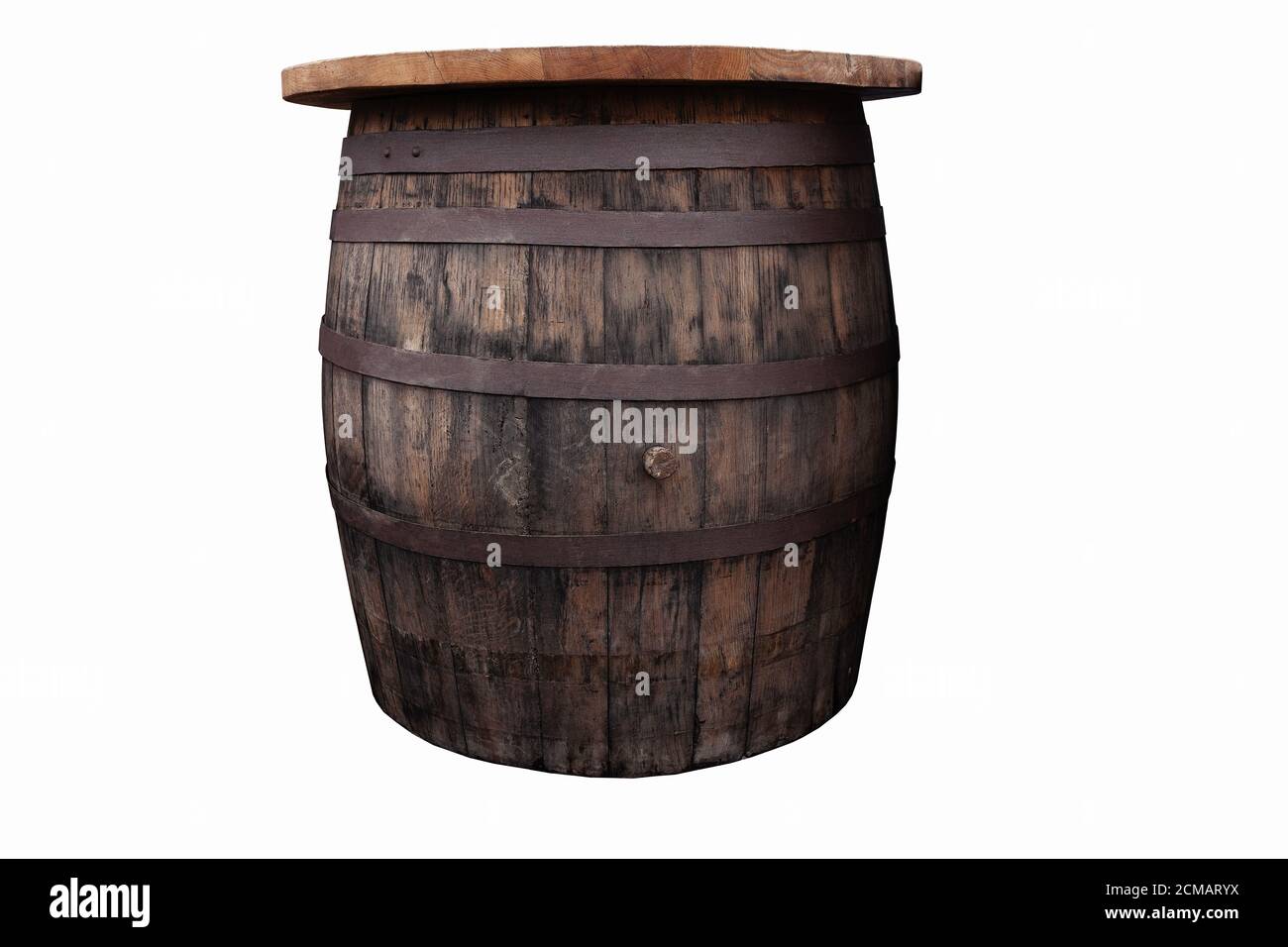 Old, brown, wooden barrel on the white background, cut out Stock Photo ...